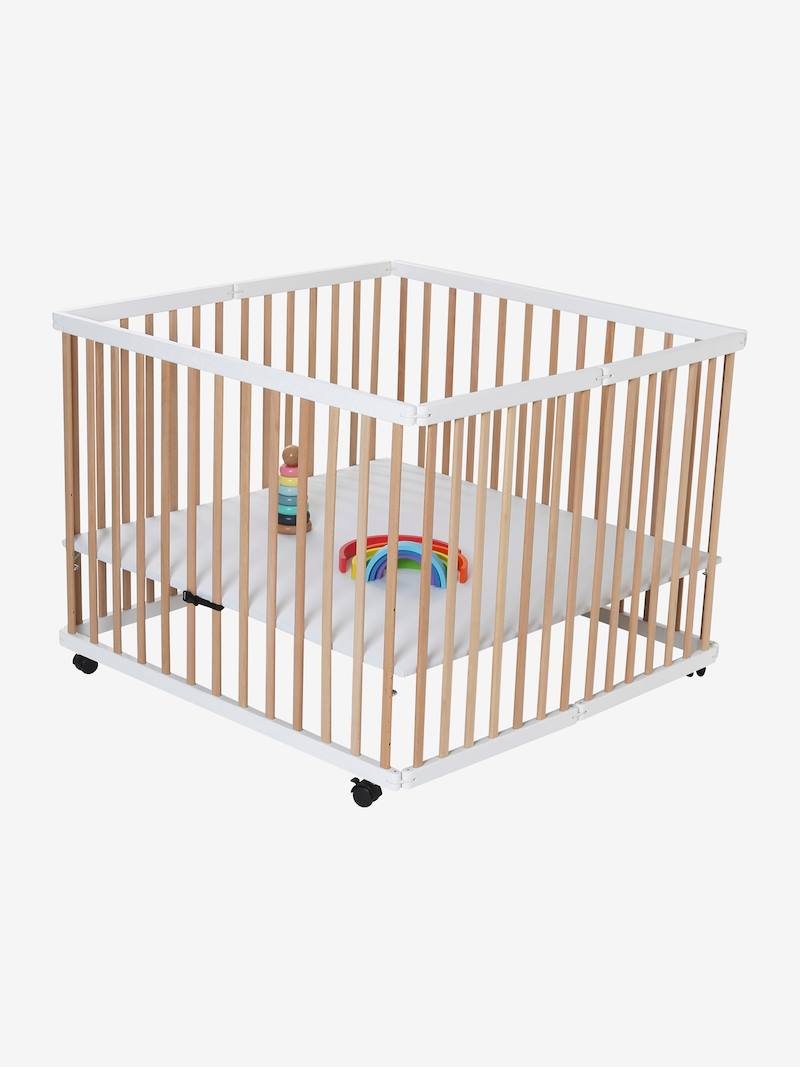 Houten opvouwbare box VERTBAUDET - naturel/wit, Verzorging