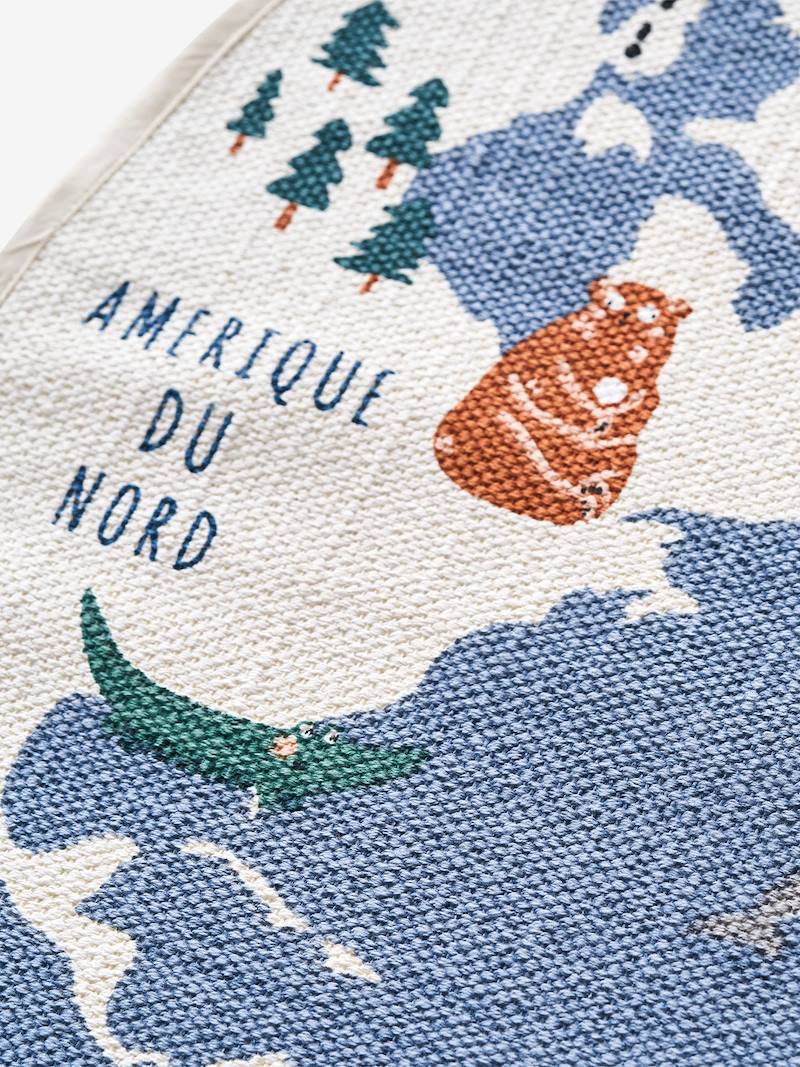 Rond tapijt Wereldkaart - blauw/meerkleurig, Linnengoed en decoratie