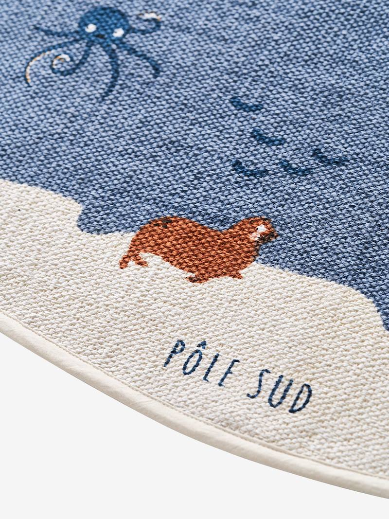 Rond tapijt Wereldkaart - blauw/meerkleurig, Linnengoed en decoratie